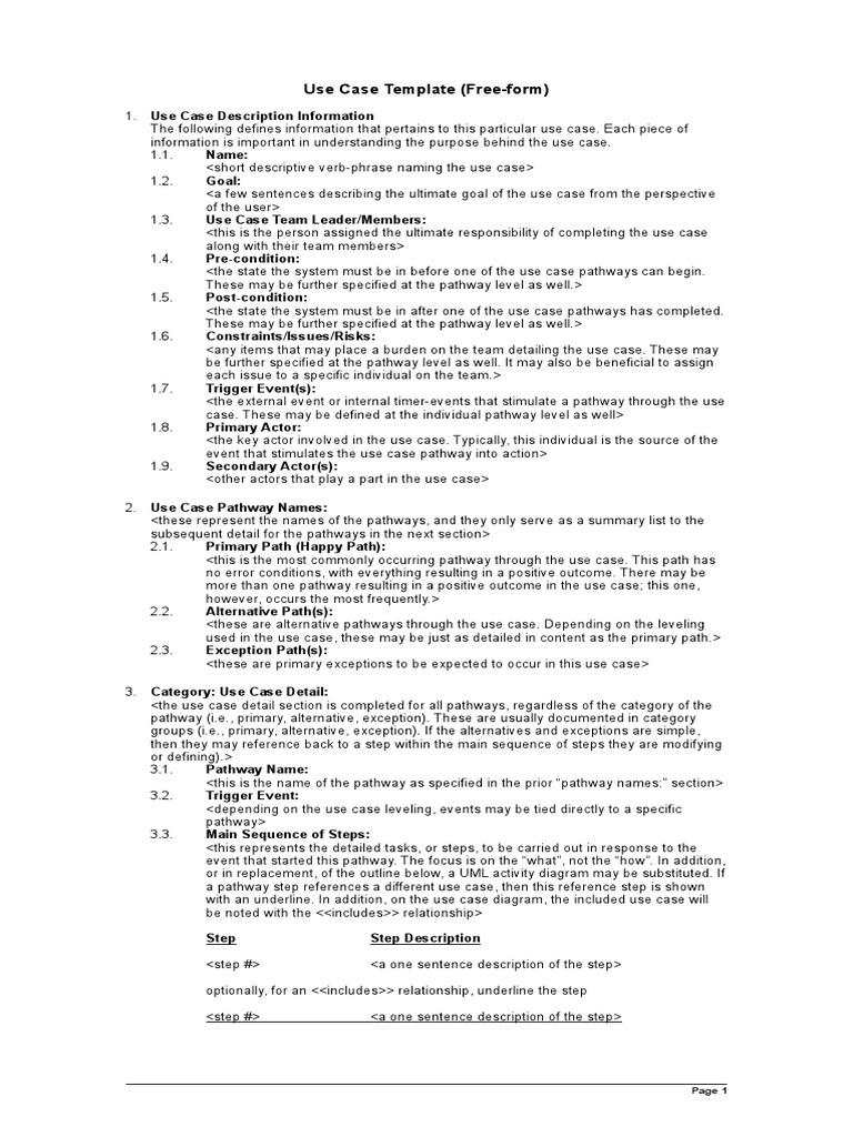 Use Case Template 02 | PDF | Use Case | Business