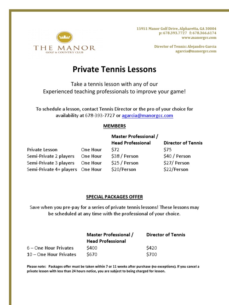 Private Lesson Packages | PDF