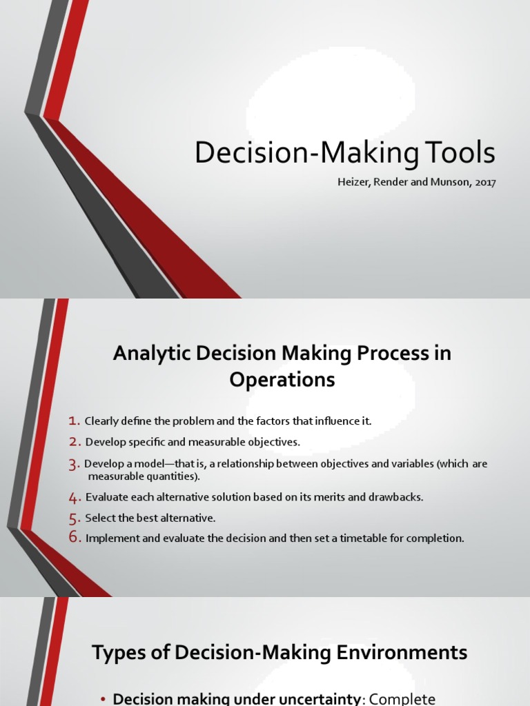 Pertemuan 3 Decision Making Tools V 2018 | PDF | Decision Making | Analysis