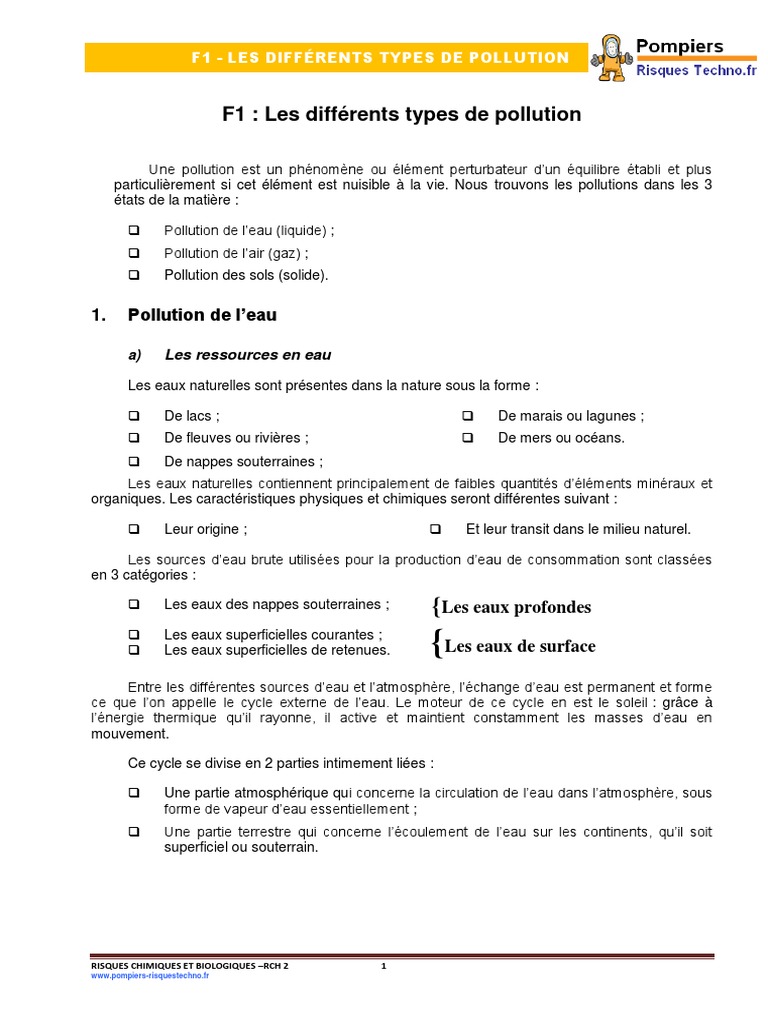 Types de pollution et leurs impacts | PDF | Pollution de l'eau ...