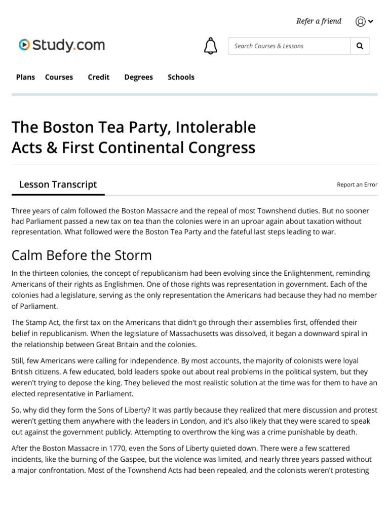 Boston Tea Party & Intolerable Acts | PDF | American Revolution ...