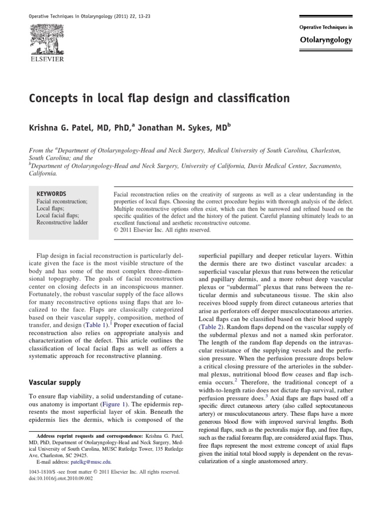Concepts in Local Flap Design and Classification | PDF | Human Anatomy ...