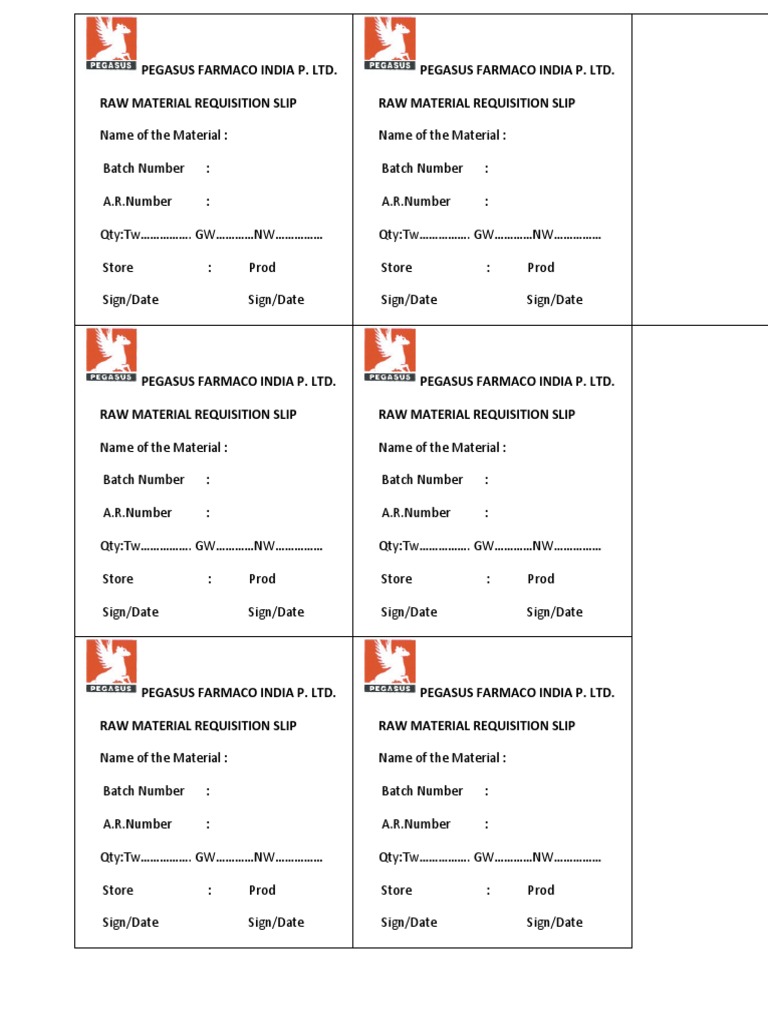 Raw Material Requisition Slip - For Merge | PDF