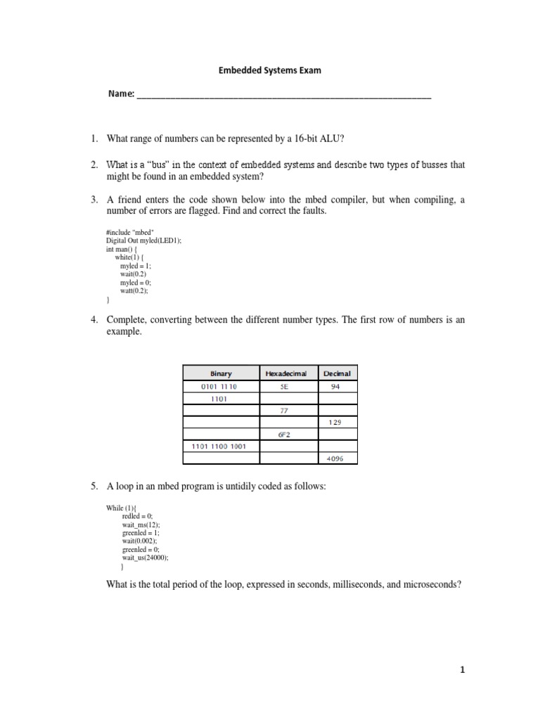 Embedded Systems Exam | PDF | Analog To Digital Converter | Electrical ...