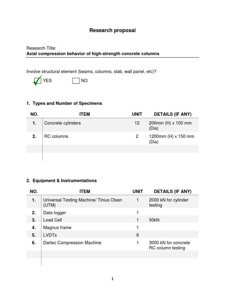 Research Proposal - Example | PDF | Column | Concrete