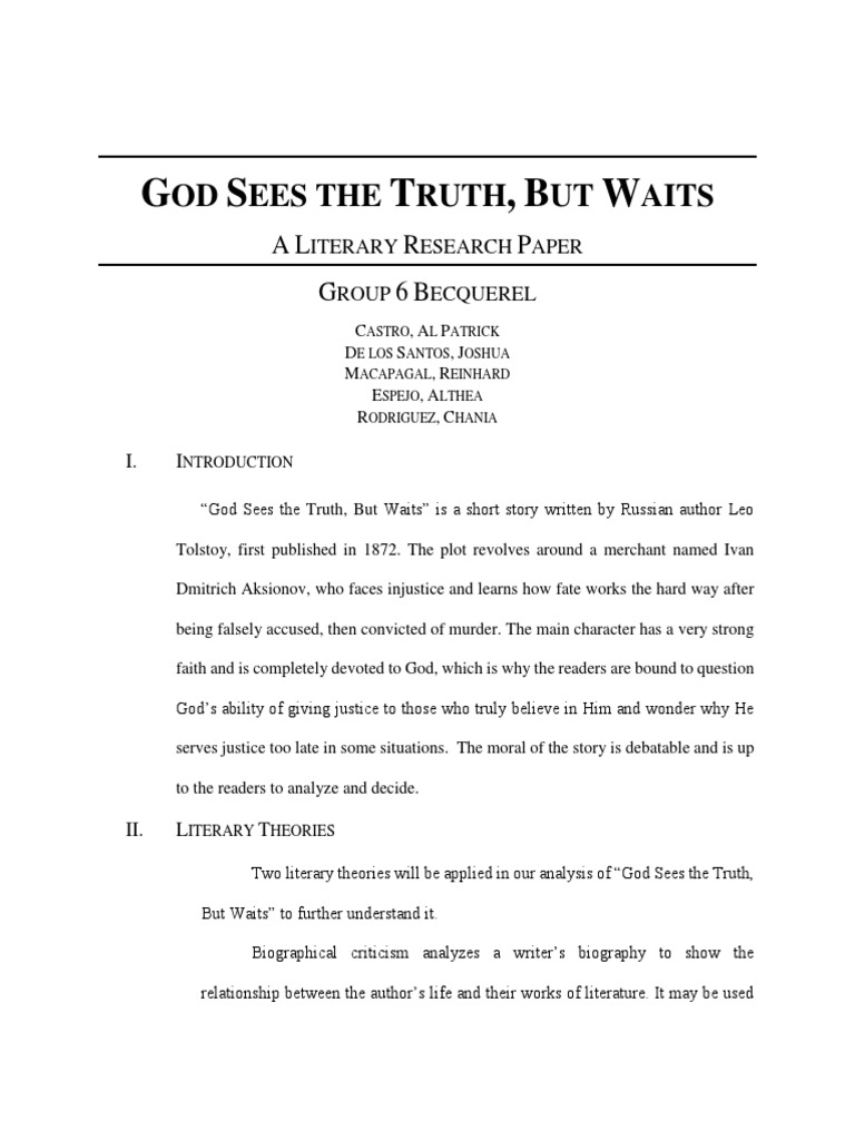 Analysis of God Sees The Truth, But Waits | PDF | Leo Tolstoy | Forgiveness