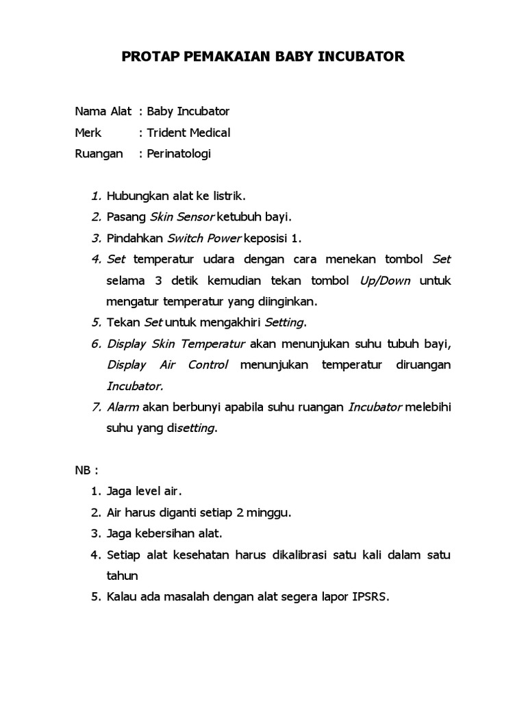SOP Protap Alat | PDF