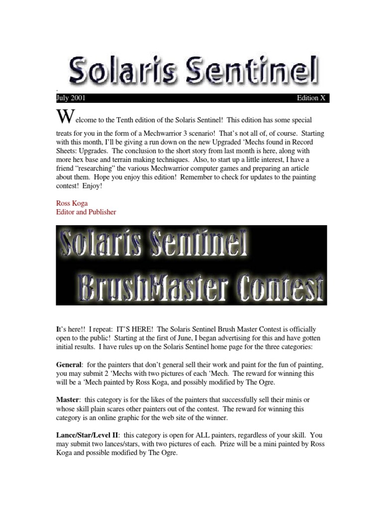 BattleTech - Magazine - Solaris Sentinel 10 | PDF | Battle Tech ...