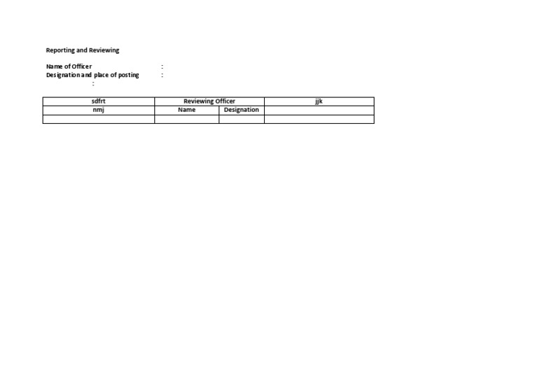 Reporting and Reviewing: Name of Officer: Designation and Place of ...