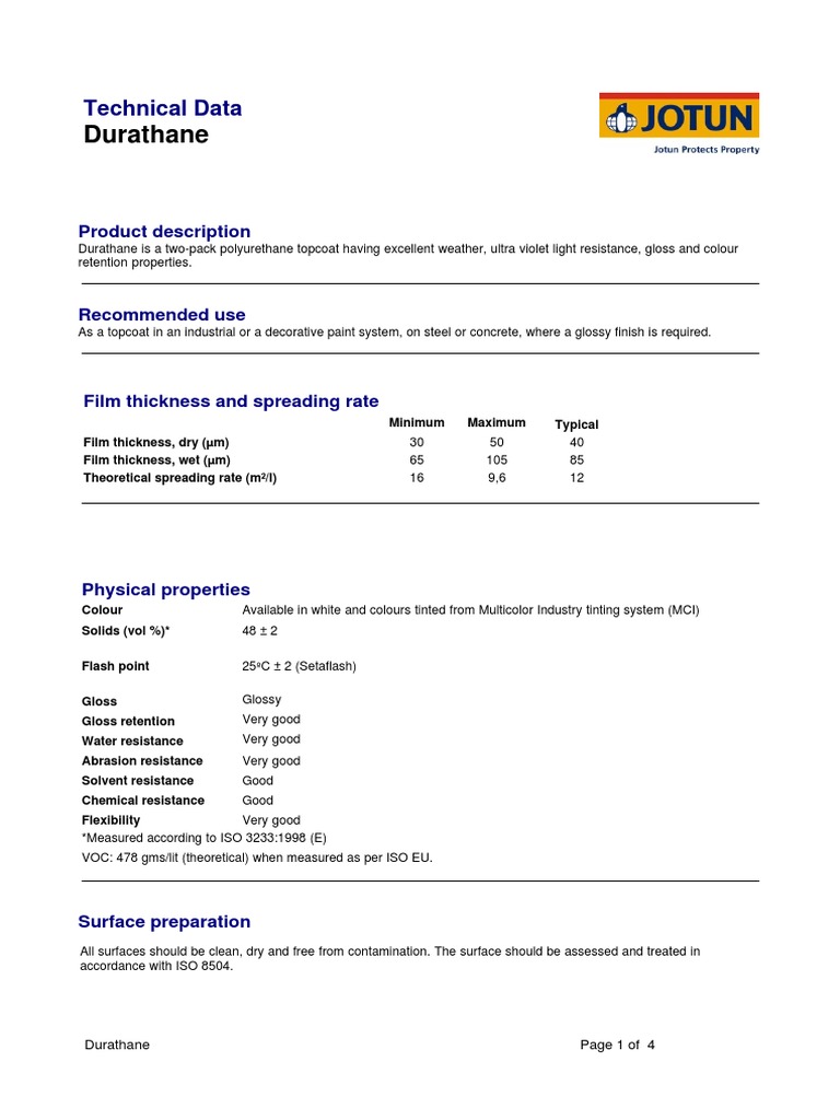 TDS - Durathane English Issued.09.05.2011 | PDF | Paint | Chemistry