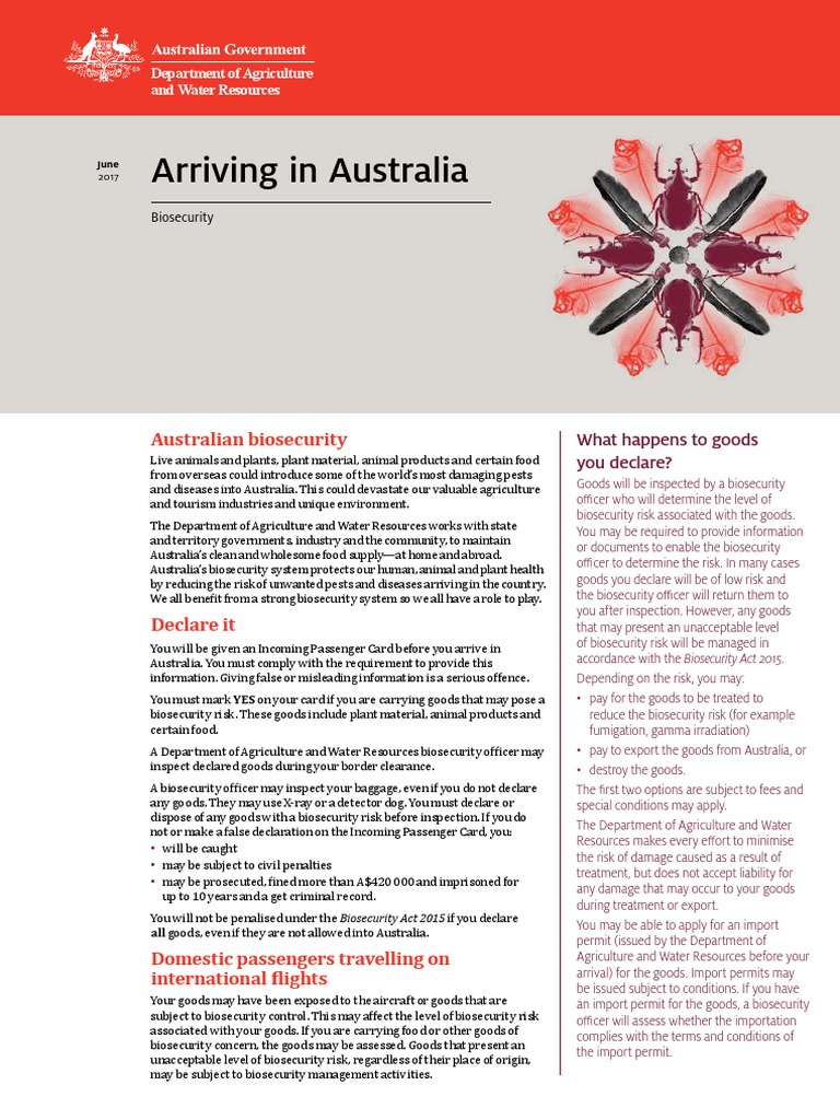 Australia Biosecurity Guidelines for Travelers | PDF | Fruit | Foods