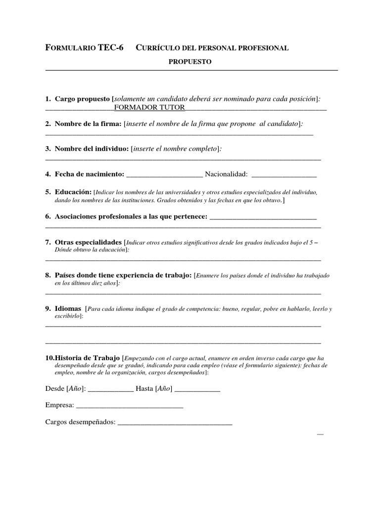 Formulario TEC 6 | Descargar gratis PDF | Plan de estudios | Science