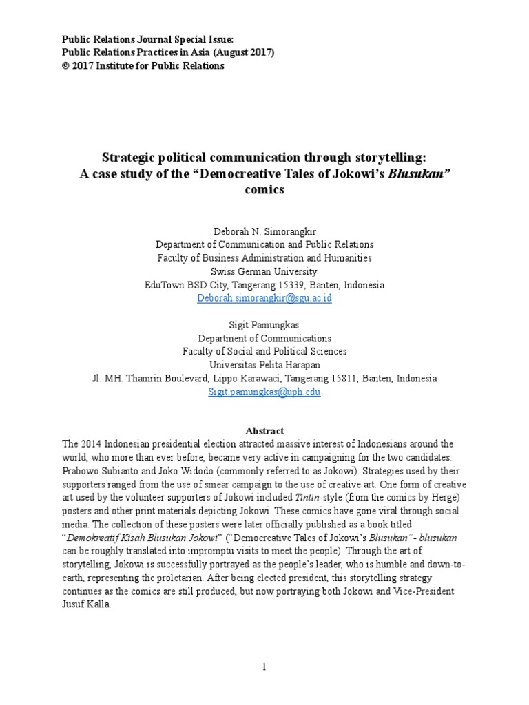 Strategic Political Communication Through Storytelling: A Case Study of ...