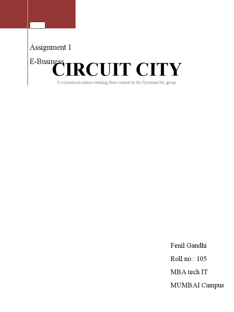 Circuit City: Assignment 1 E-Business | PDF | Online Shopping | Retail