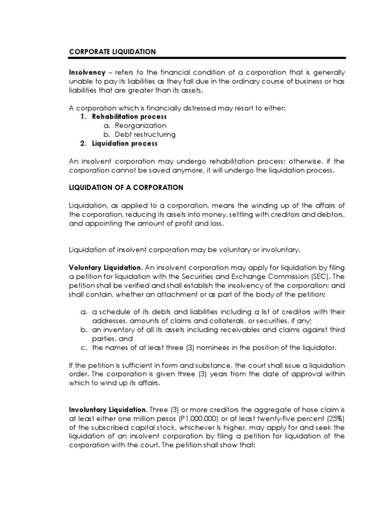 Corporate Liquidation | Insolvency | Liquidation