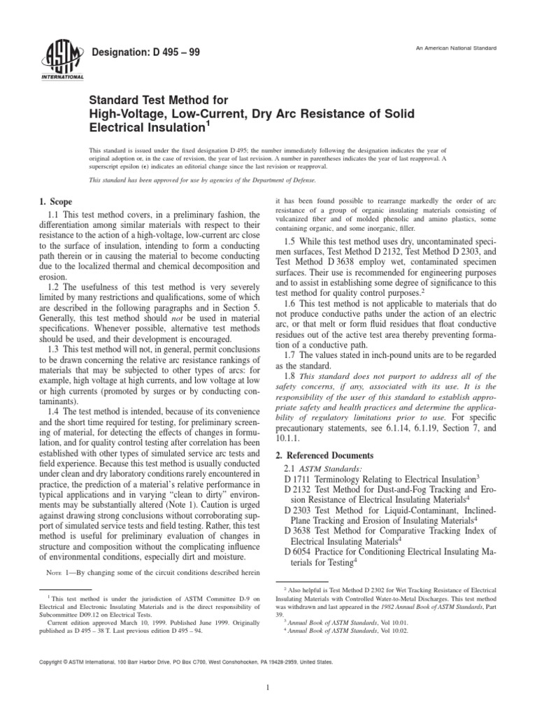 Astm D 495 (Arc Resistance) PDF | PDF | Electric Arc | Inductor