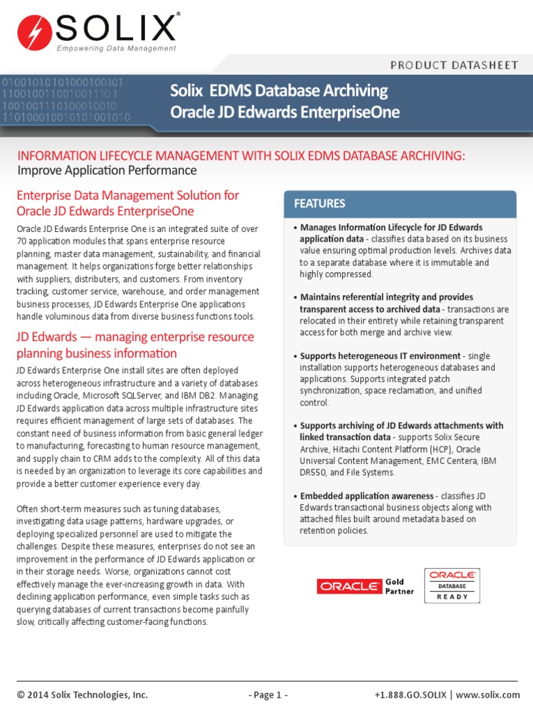 Enterprise Data Management Solution For Oracle JD Edwards EnterpriseOne | PDF | Oracle Database ...