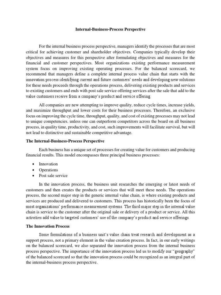 Internal-Business-Process Perspective | PDF | Innovation | Business Process Internal-Business-Process Perspective | PDF | Innovation | Business Process