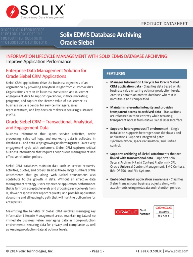 Enterprise Data Management Solution For Oracle Siebel CRM Applications | PDF | Customer ...