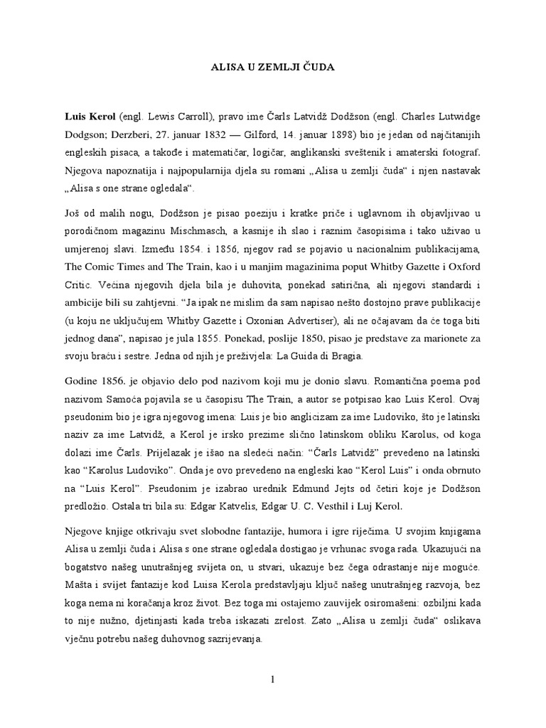 Alisa U Zemlji Čuda | PDF