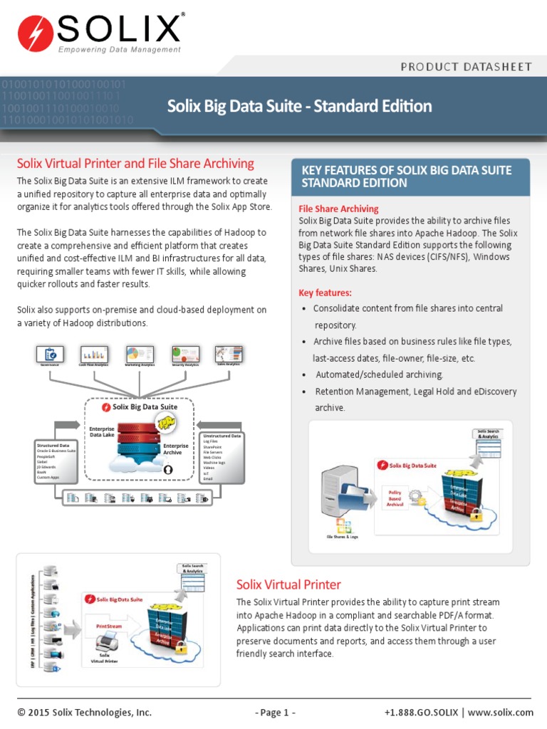 Solix Big Data Suite Standard Edition | PDF