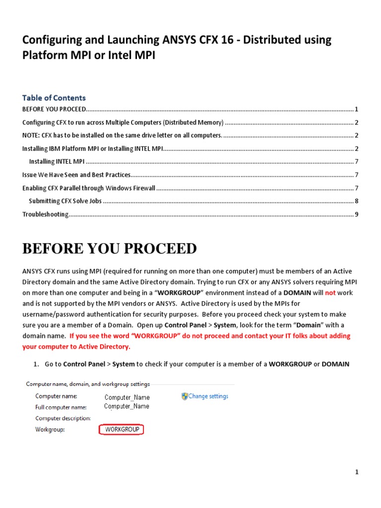 ANSYS CFX MPI Configuration Guide | PDF | Message Passing Interface ...