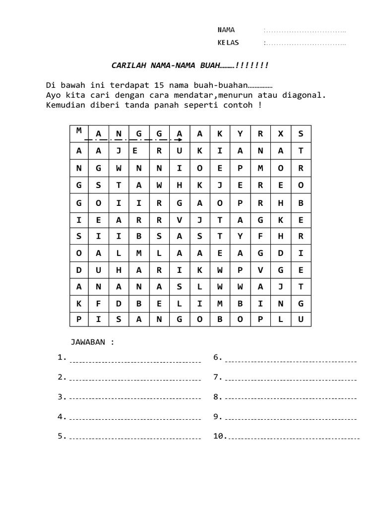 Carilah Nama Buah Dan Tts Pramuka | PDF