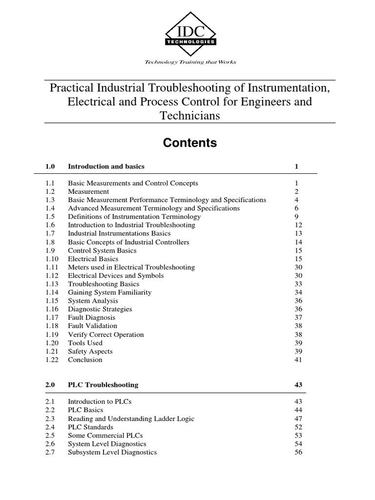 Practical Industrial Troubleshooting of Instrumentation, Electrical and ...