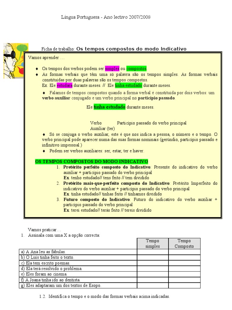 Tempos Compostos do Indicativo | PDF | Idiomas | Artes Linguísticas e ...
