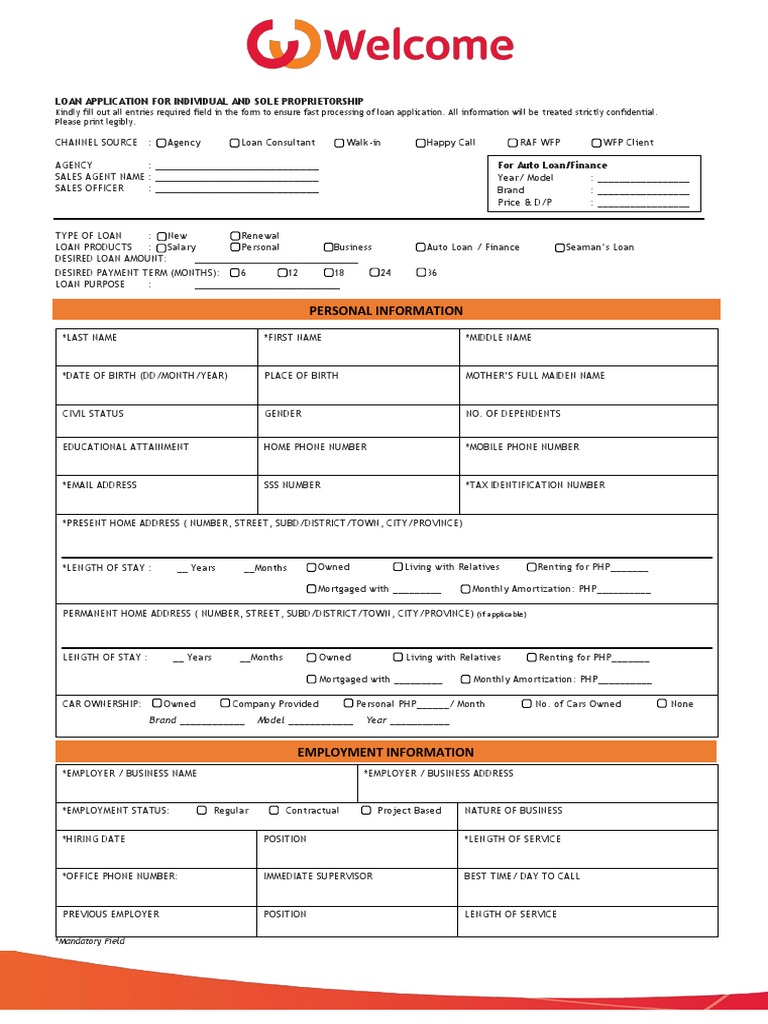 Wfi Application Form Final 2016 | PDF | Credit Bureau | Loans