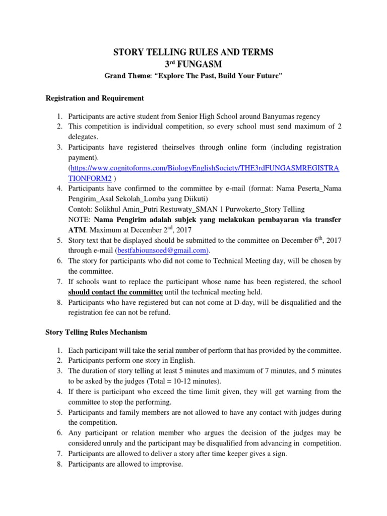 Story Telling Rules and Terms 3 Fungasm: Grand Theme: "Explore The Past ...