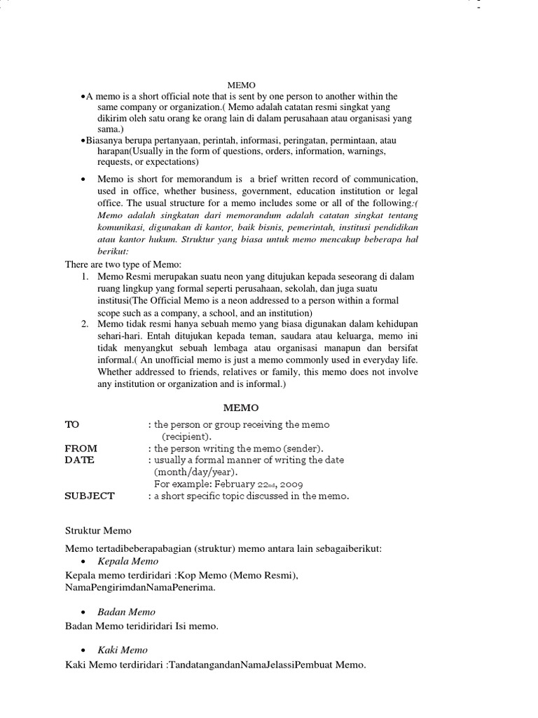 Memo | PDF | Nota | Jargon