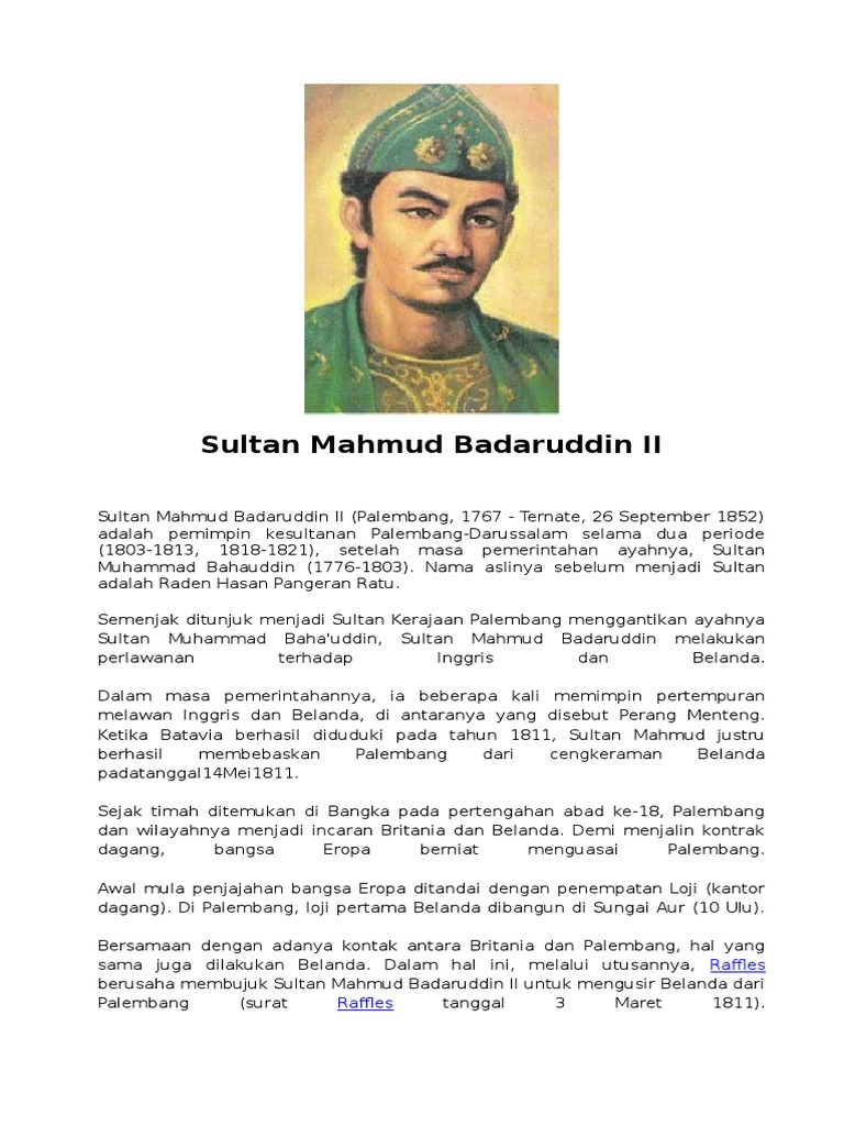 Sultan Mahmud Badaruddin II | PDF