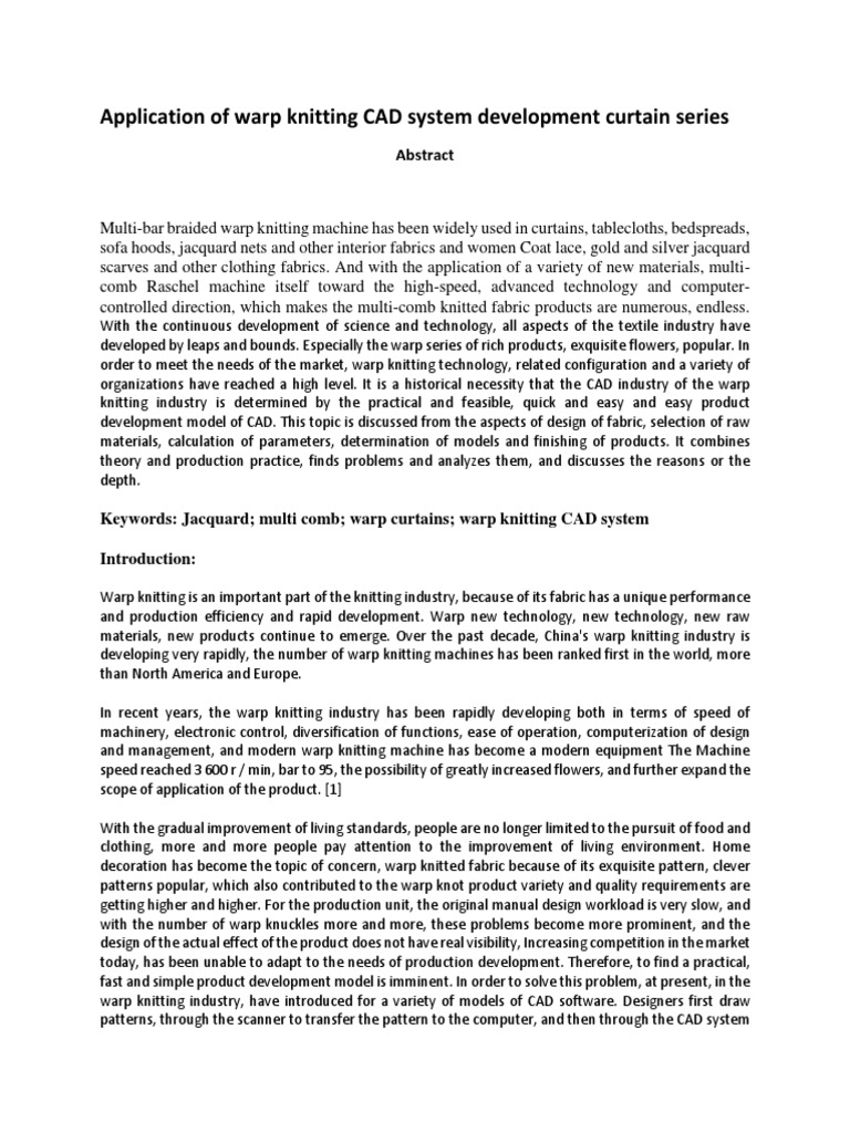 Warp Knitting CAD System for Curtains | PDF | Knitting | Textiles