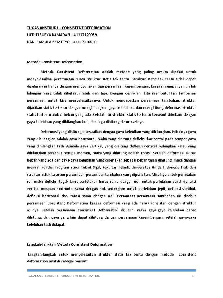 Metode Consistent Deformation dalam Struktur | PDF