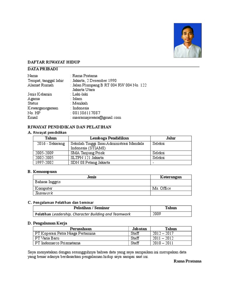 CV Rama Pratama | PDF
