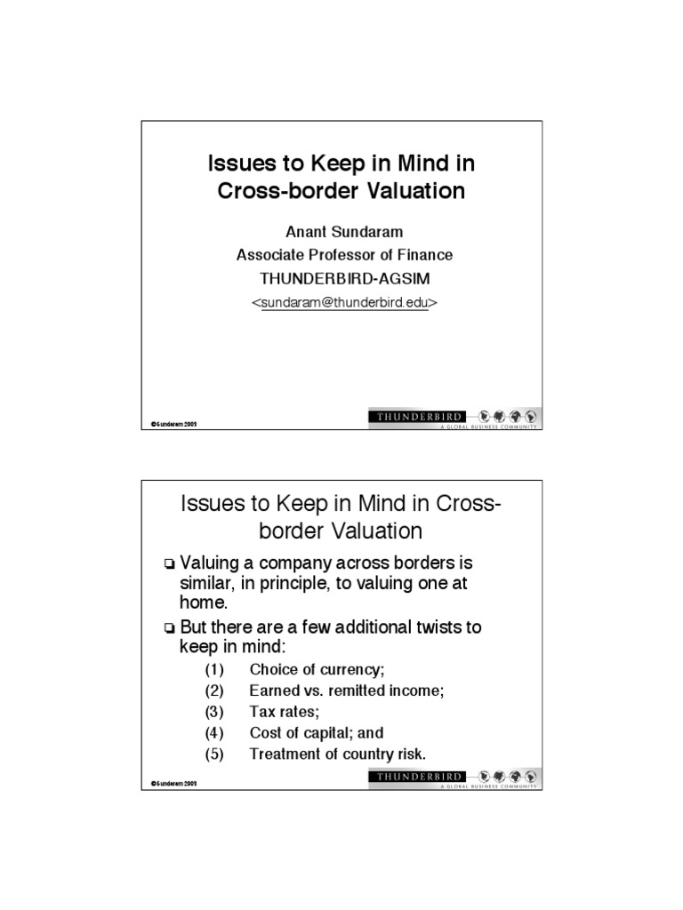 Issues To Keep in Mind in Cross-Border Valuation | PDF | Cost Of ...