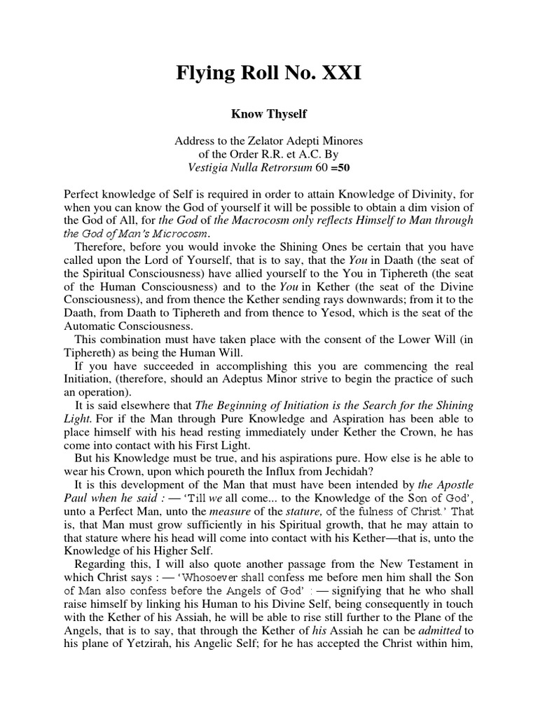 Flying Roll No 21 Know Thyself | PDF | God In Christianity | Jesus