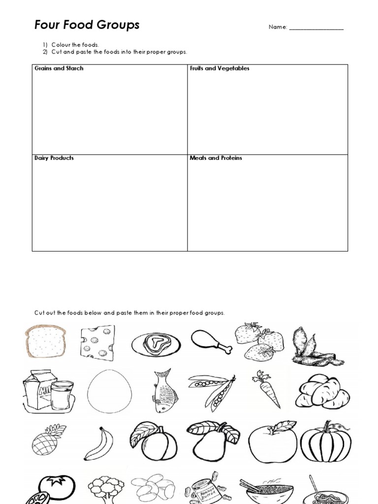 Food Group Cut-And-Paste Worksheet | PDF | Wellness | Science & Mathematics