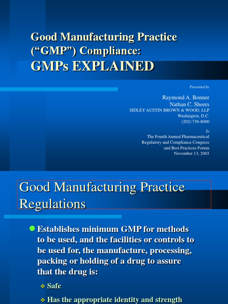 Good Manufacturing Practice ("GMP") Compliance:: Gmps Explained | PDF ...
