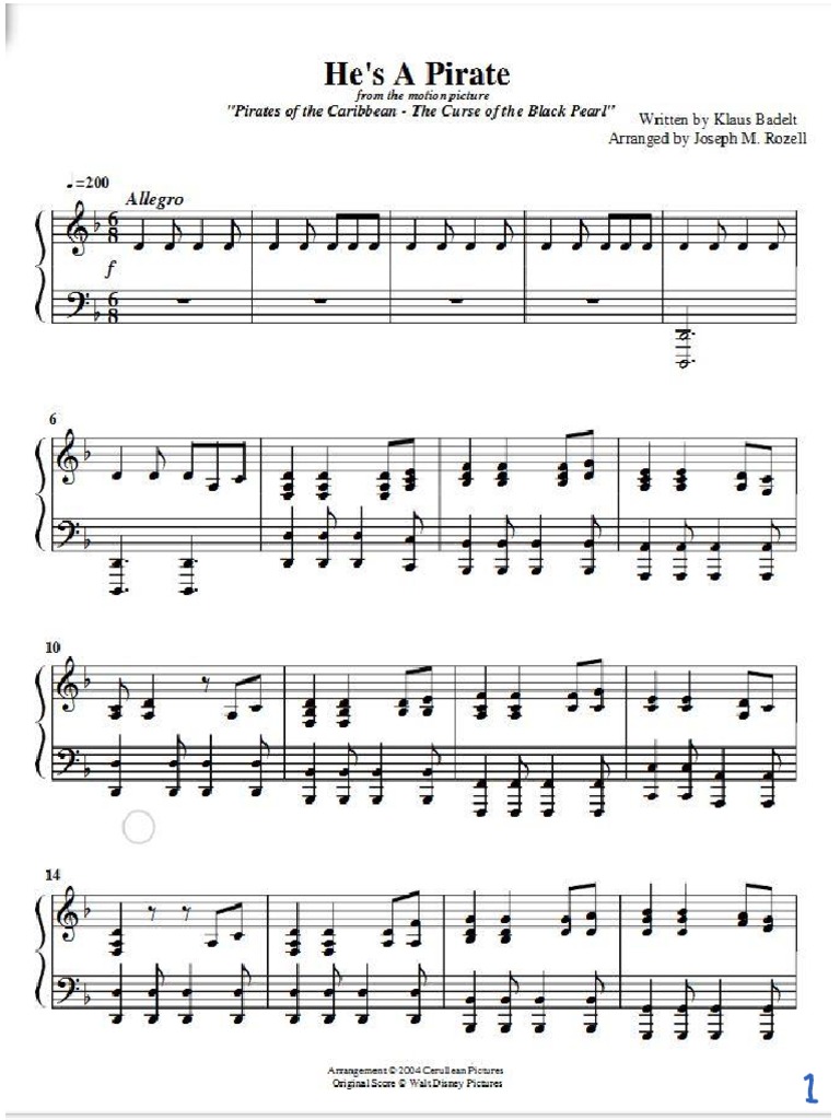Pirates of The Caribbean Sheet Music | PDF