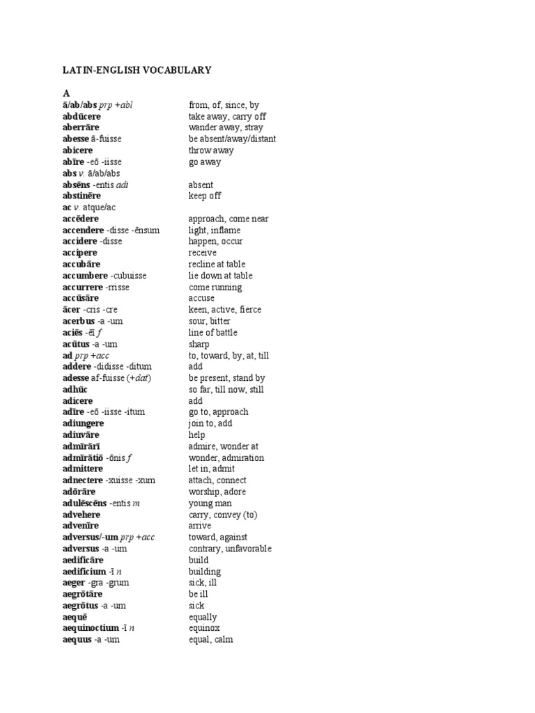 Latin Vocabulary | PDF | Nature