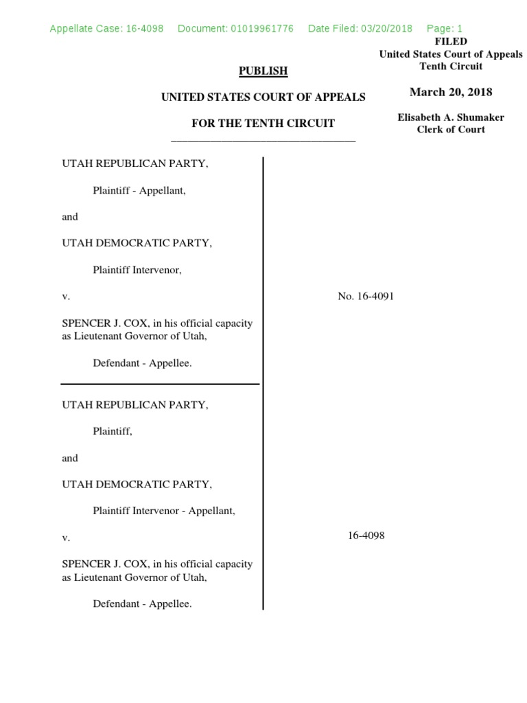 Utah Election Law Appeal Summary | PDF | Primary Election | Collateral ...