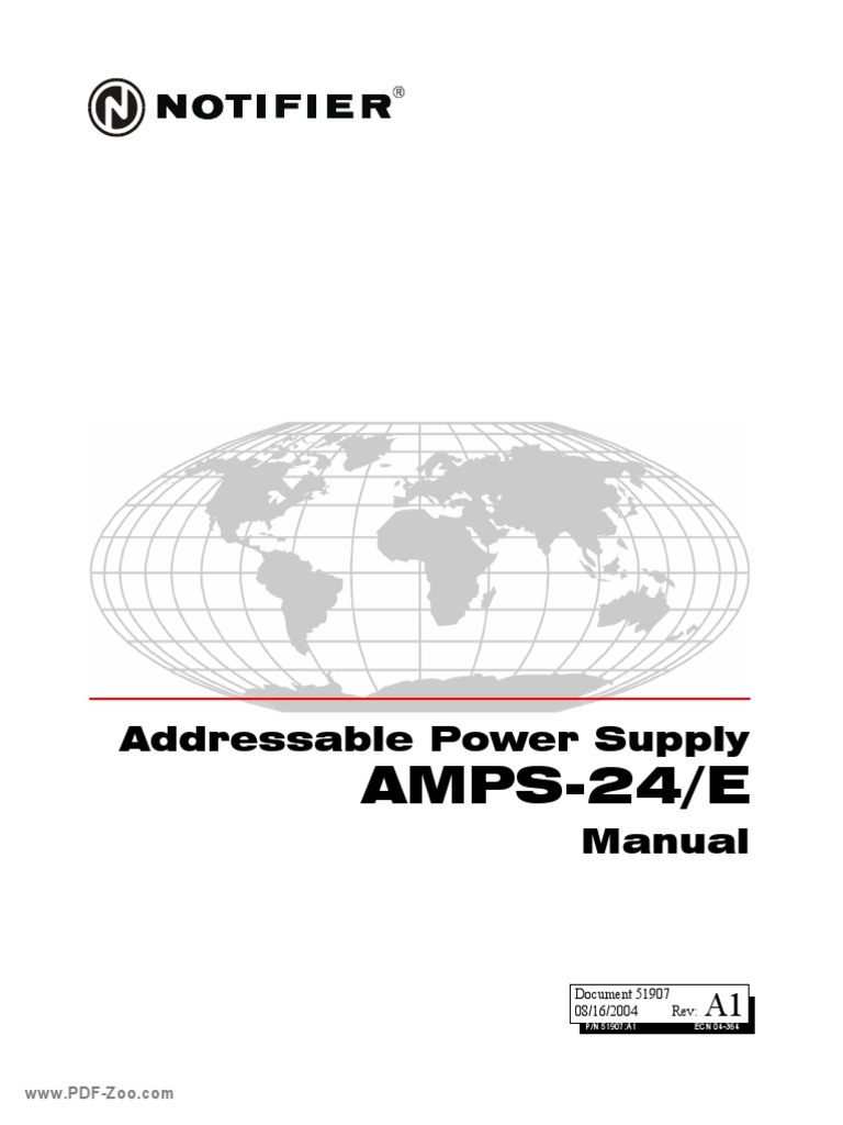 Notifier AMPS 24 AMPS 24E Addressable Power Supply | PDF | Battery ...