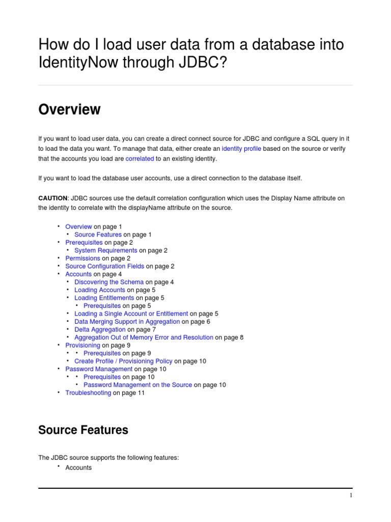 How Do I Load User Data From A Database Into Identitynow Through JDBC? | PDF | Databases | Table ...
