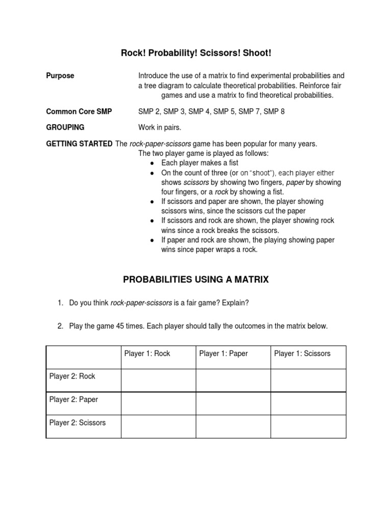 Rock-Paper-Scissors Probability Analysis | PDF | Experiment ...