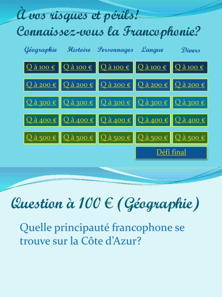 A Vos Risques Et Perils Francophonie | PDF