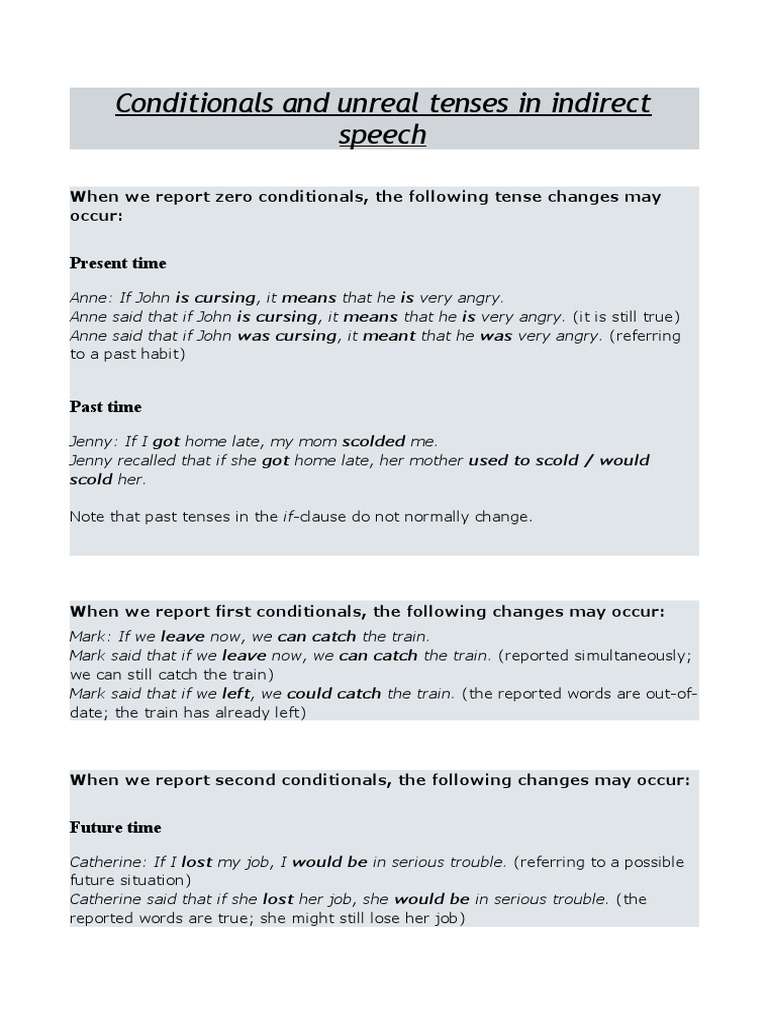 Conditionals and Unreal Tenses in Indirect Speech | PDF | Language Mechanics | Linguistics