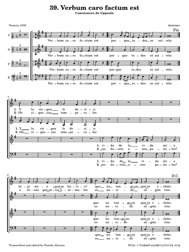 Anonimo-Verbum Caro Factum Est | PDF