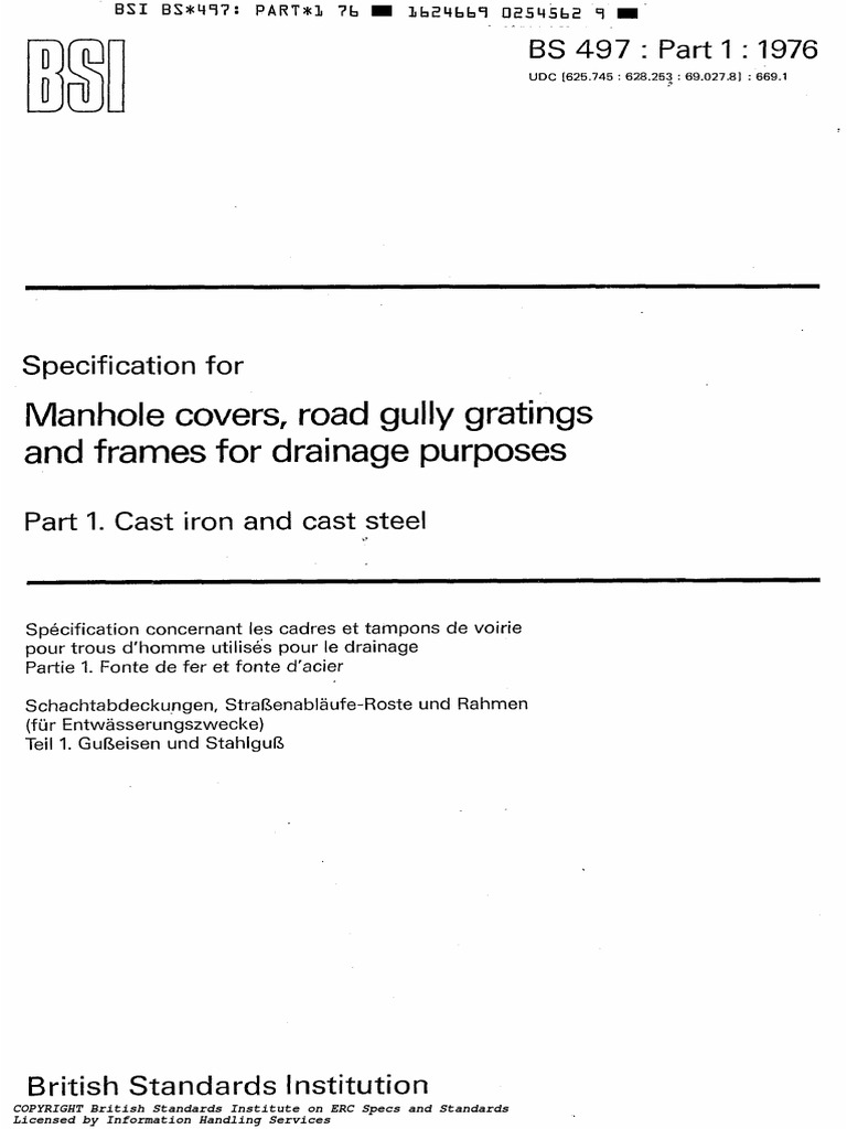 BS497 1 1976 PDF | PDF | Specification (Technical Standard) | Screw